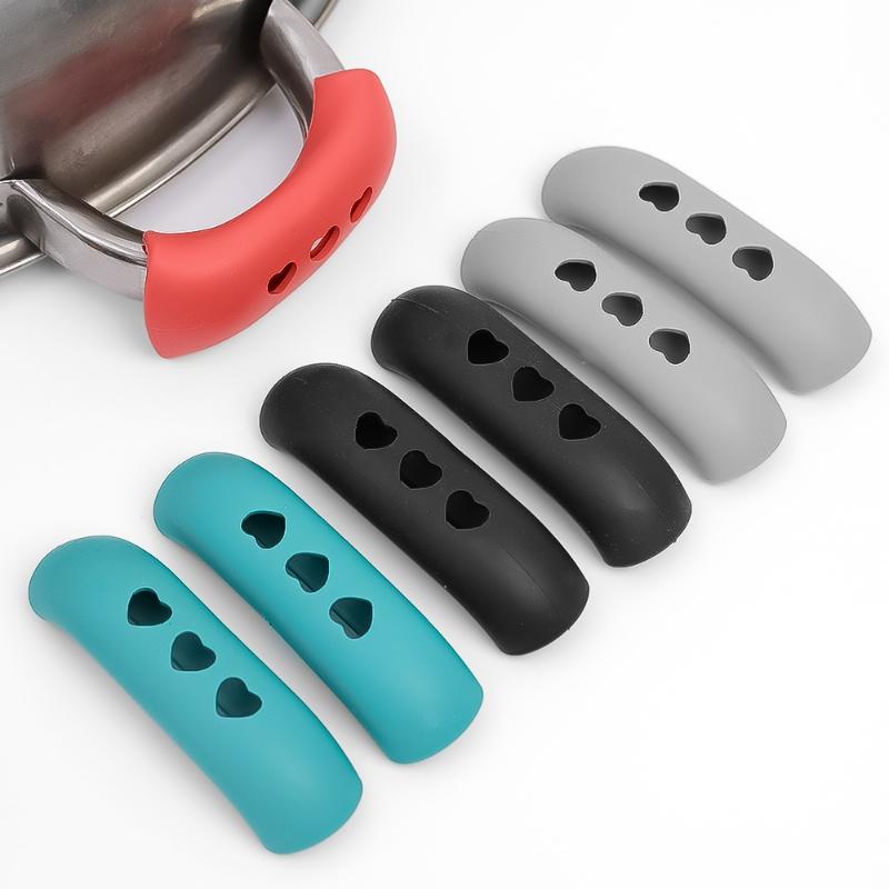 2Pcs Thickened Silicone Handle Cover Anti-scald Cookware Holders Clips ...