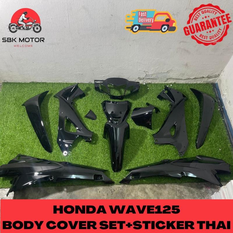 HLD HONDA WAVE125 COVER SET BK BLACK WITH STIKER THAI Accessories ...