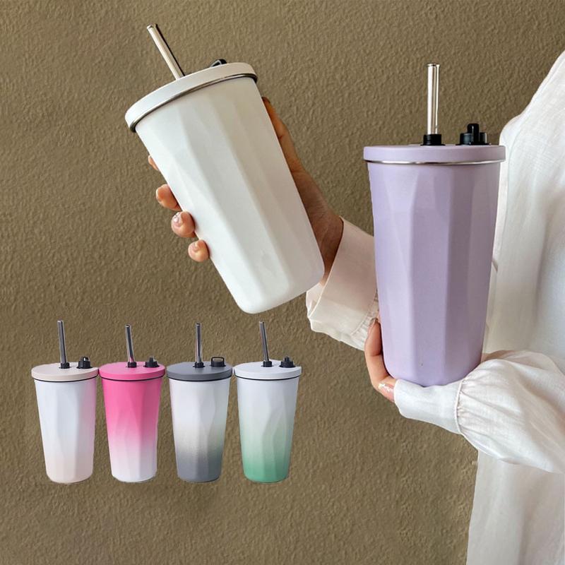 Kelalang Terma Keluli Tahan Karat, Kapasiti 600ml, dengan Straw ...