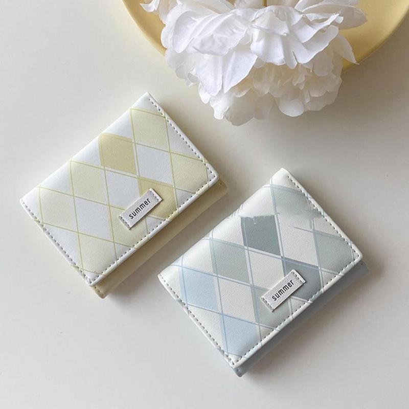 Wallet Women's Short Ins Student Wallet Sea Salt Blue Checke - TikTok ...