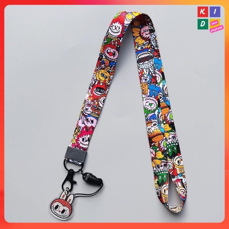 Labubu Kartun Comel Lanyard Leher Tali Pemegang Kad ID Rantaian ...
