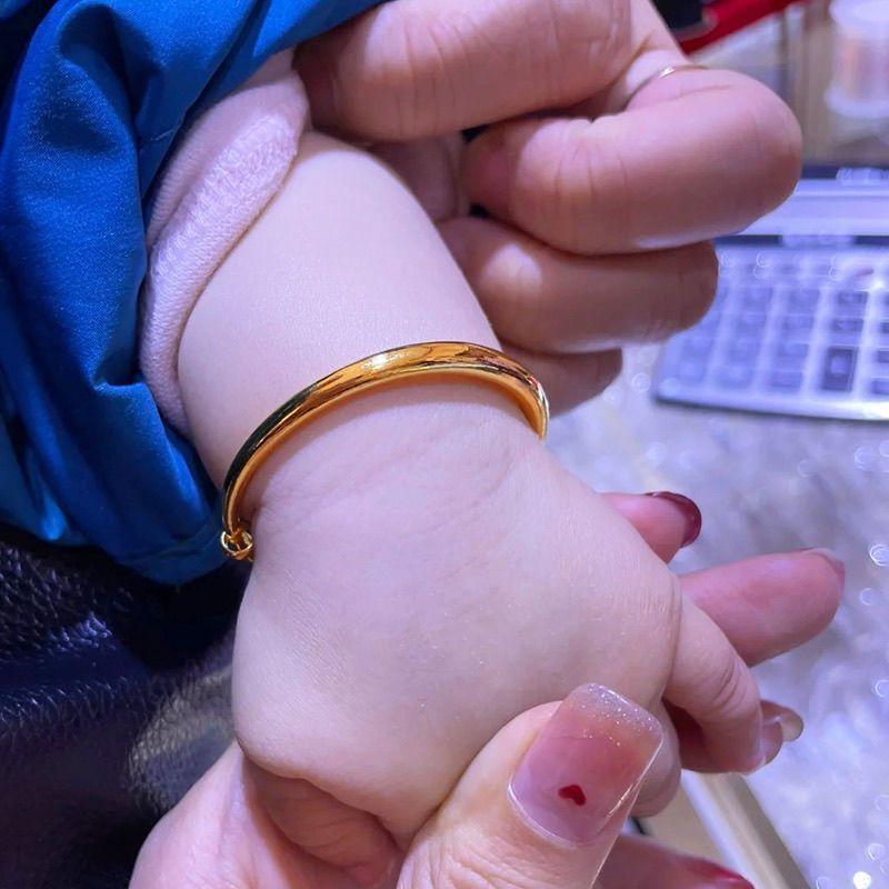 Gelang Emas Aluvial, untuk Bayi, Pepejal, Sesuai untuk Kanak-kanak ...