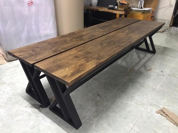 MPT2 ม้านั่งยาวไม้จริง เก้าอี้ม้านั่ง ขาเหล็ก แข็งทนทาน สไตล์โมเดิร์น ...