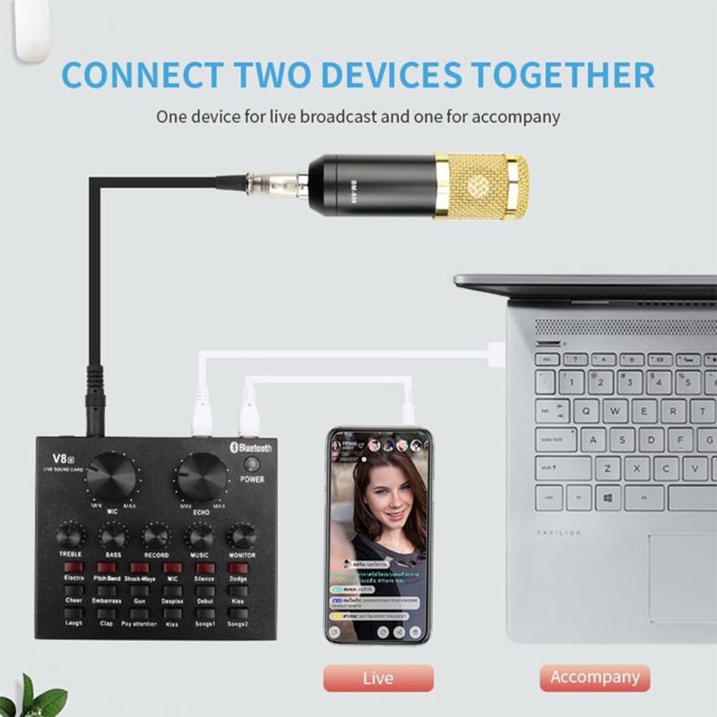 V8 Sound Card full set with BM-800 Microphone Condenser Recording ...