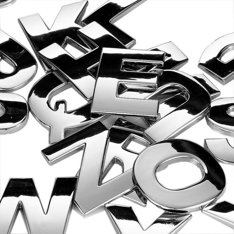1Pcs 3D Metal 25mm DIY Car Sticker Letter Digital Alphabet Emblem ...