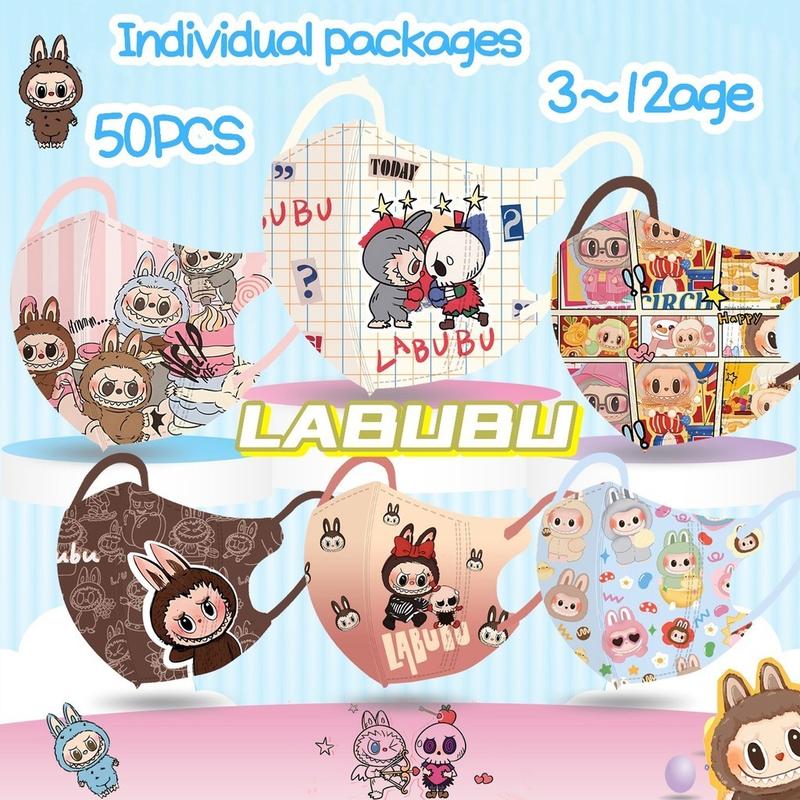 LABUBU 3D Cartoon Printed Mask Cute Children's Mask Independent ...