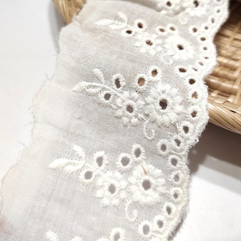 55MM Embroidery Cotton Lace Border Lace Sewing Putih Fabric Baju ...