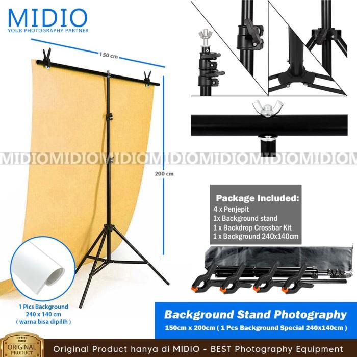 Jual Paket Background Stand 2M + Alas Foto Midio 240x140cm Kulit ...