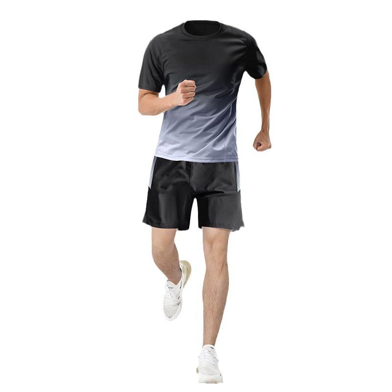 Complete Set of Workout Clothes Men's Ice Silk Quick-Drying Sportswear ...
