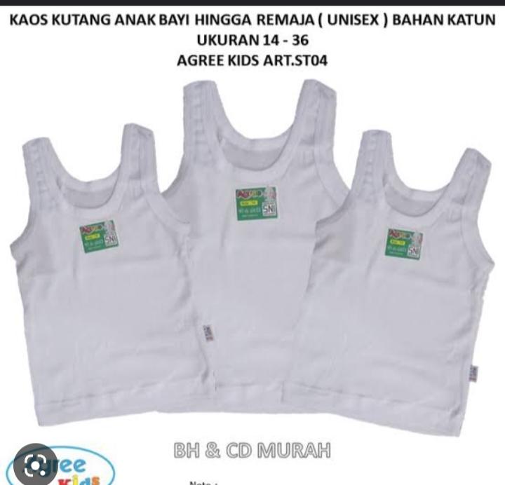 singlet Anak Agree KIDS ST04 Putih Polos Kaos - Shop | Tokopedia