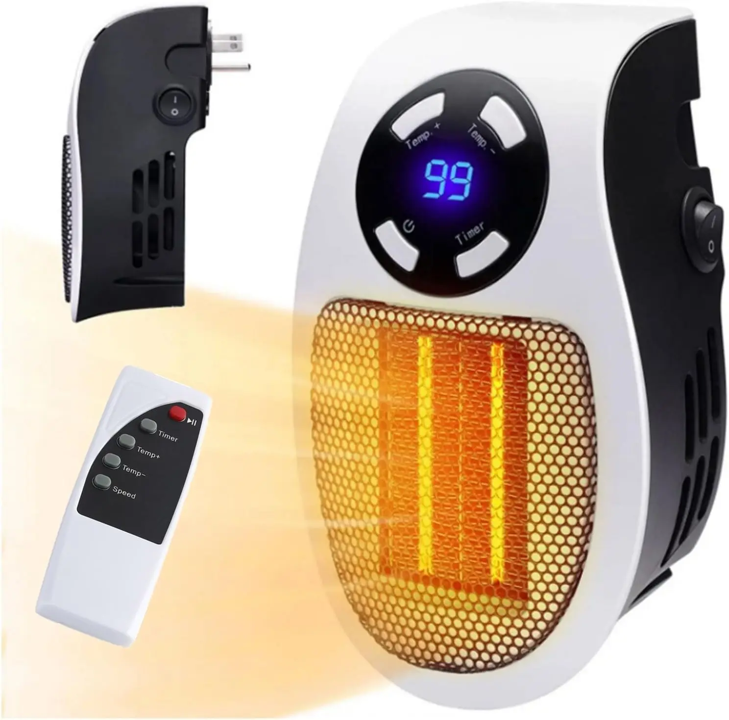 Portable Plug in Heater, 500W Small Electric Heater with Overheat ...