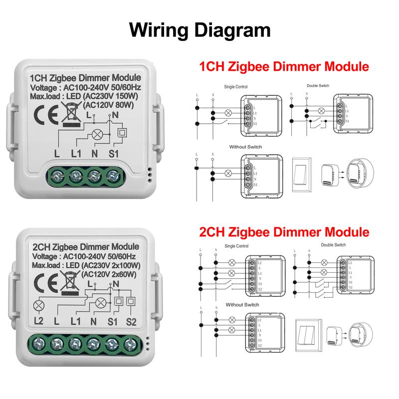 3.0 Smart Dimmer Switch Module 10A, Supports 2 Way Control Dimmable ...