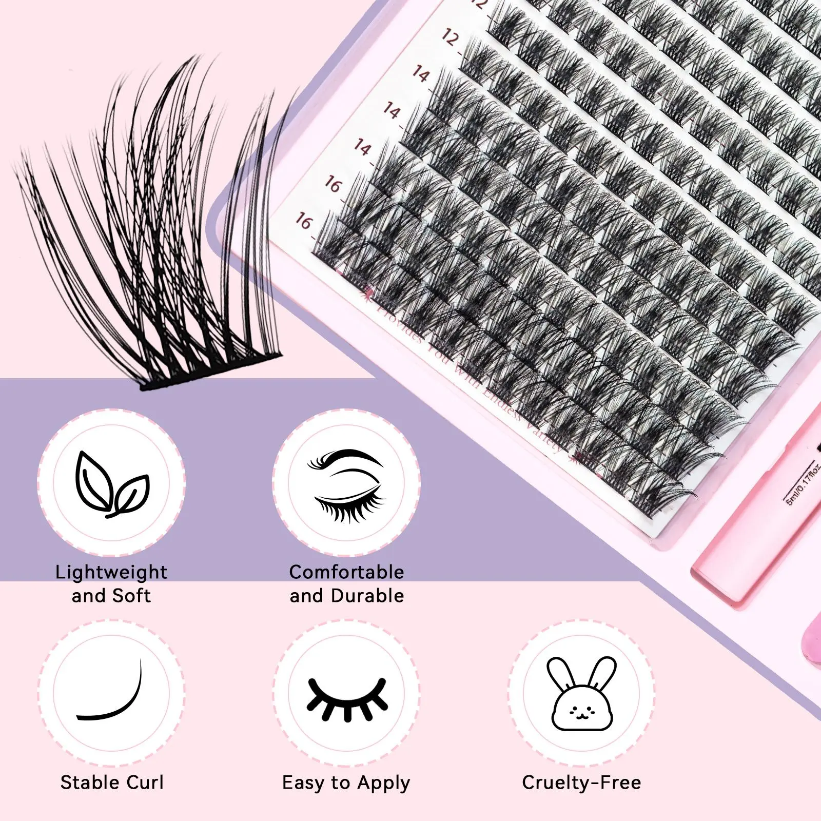 9-16mm D Curl Individual Eyelashes Extensions Kit, 1 Set Eyelash ...