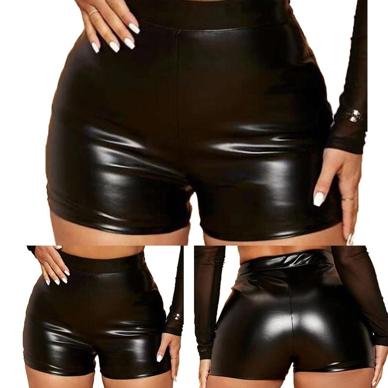 Women Wet Look Booty Shorts Patent Leather High Waist Mini Short - TikTok Shop Philippines