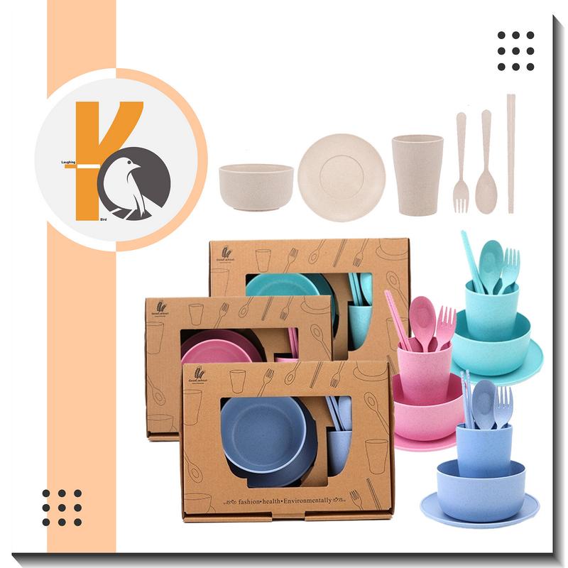 KOOKABURRA Kid [6in1] Wheat Straw Tableware Bamboo Kids Tableware ...
