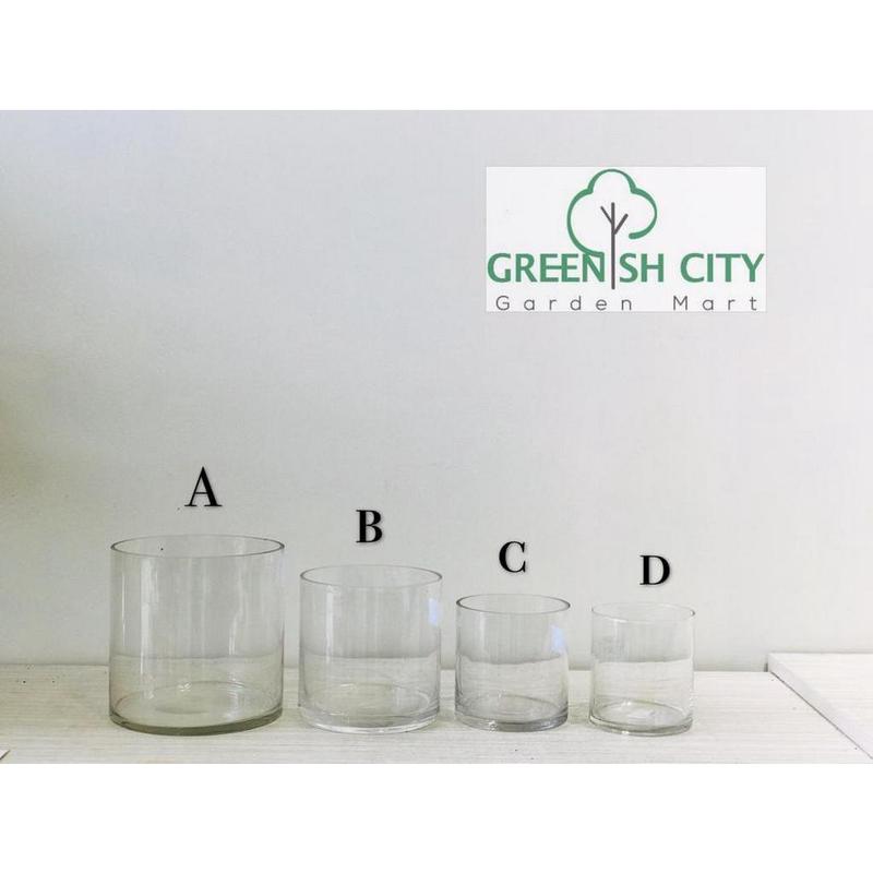 GM4U Transparent Cylinder Glass Pot Pasu Kaca Bunga Bentuk Silinder ...