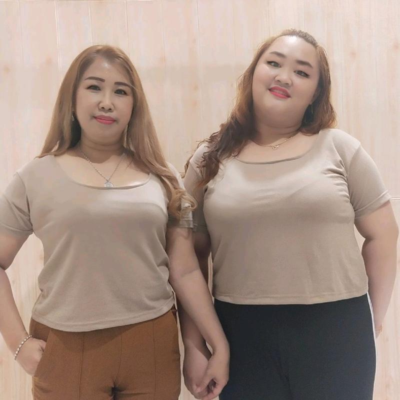 CROP TOP BIG SIZE/CROP TOP JUMBO/CROP TOP OLLA Santai Polos Hitam Crew ...
