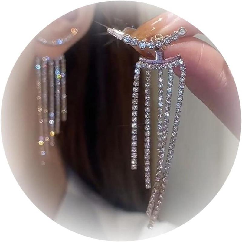 Tassel Earrings for Women Sparking s Earrings Silver Prom Earrings ...