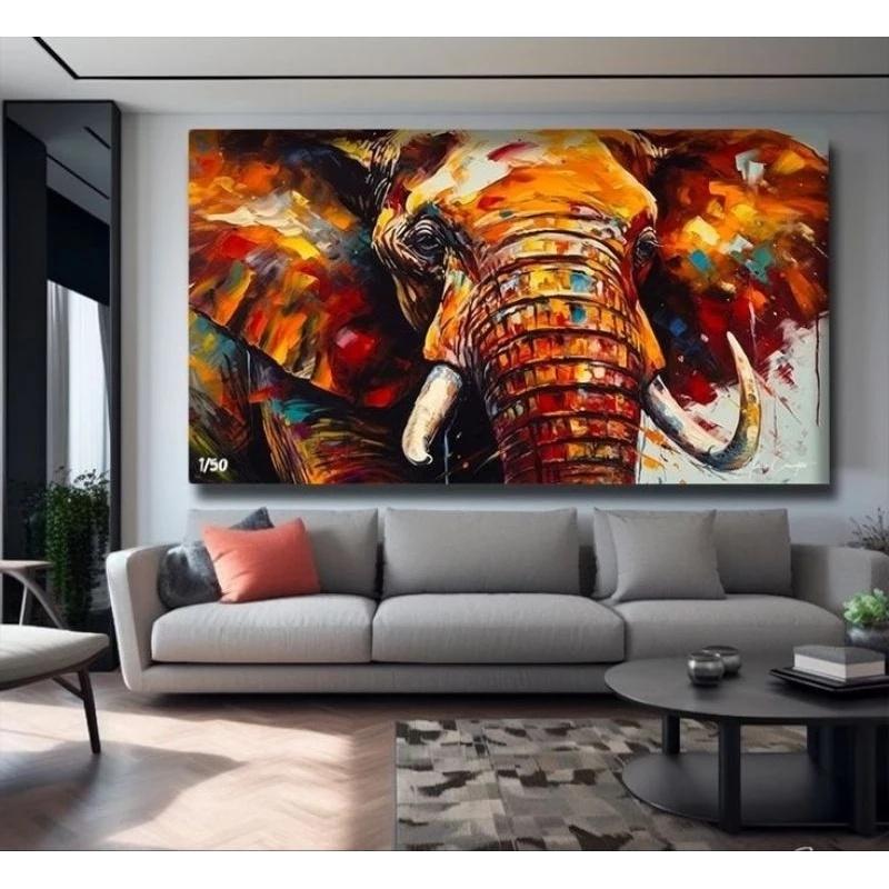 Jual Lukisan Abstrak Hewan Gajah Hiasan Dinding Jumbo Besar Aesthetic ...