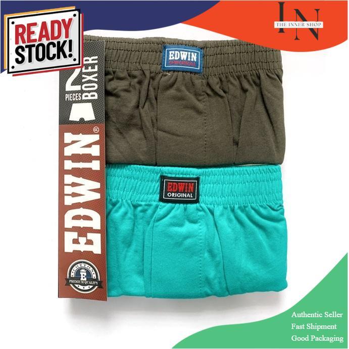 Edwin Knitted Boxer 【EV1259-2】Soft Feel Men Underwear 2pcs Cotton - TikTok Shop Malaysia