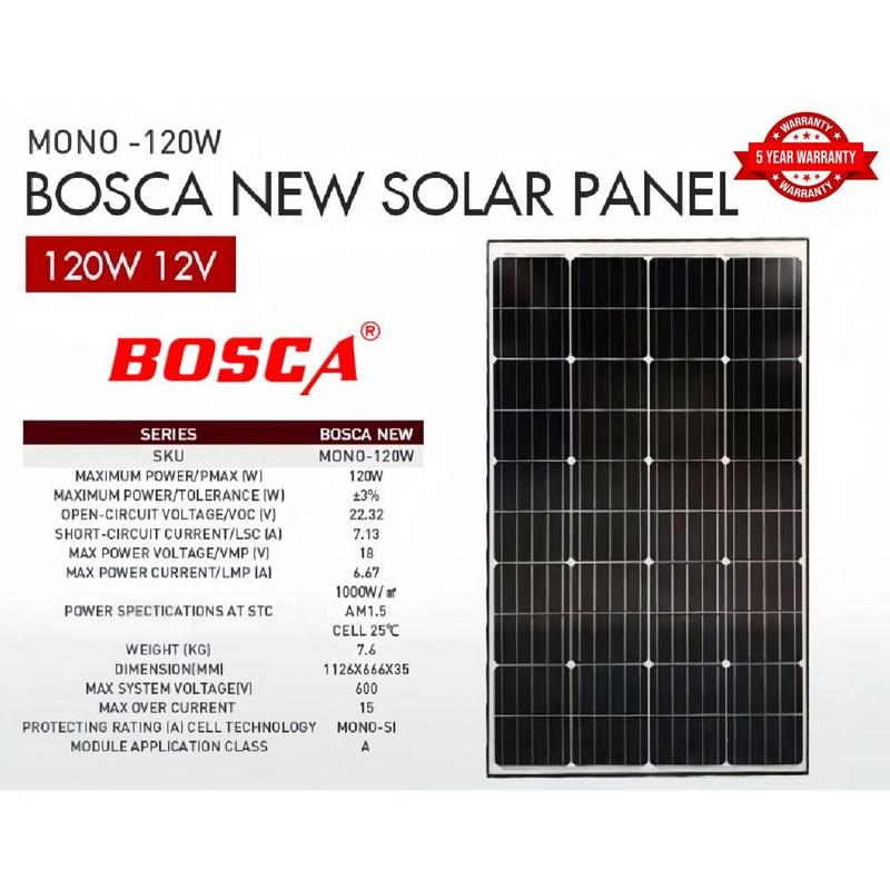 BOSCA 5 Year Warranty 120W Solar Panel Mono 120 Watt 12 Volt - TikTok ...