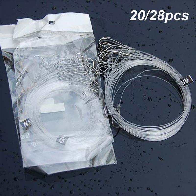 20/28pcs Perforated Barb Carbon Steel Fishook Nylon fishing line ...