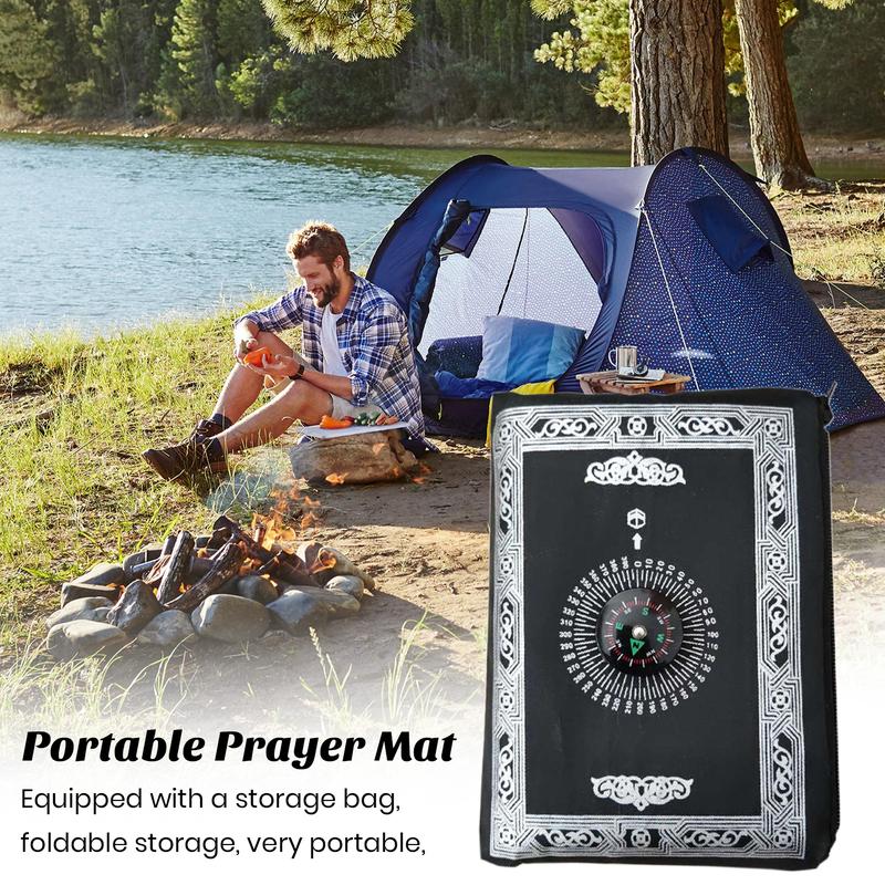 [Csasvfx] Portable Travel Prayer Mat with Compass Exquisite Pattern ...