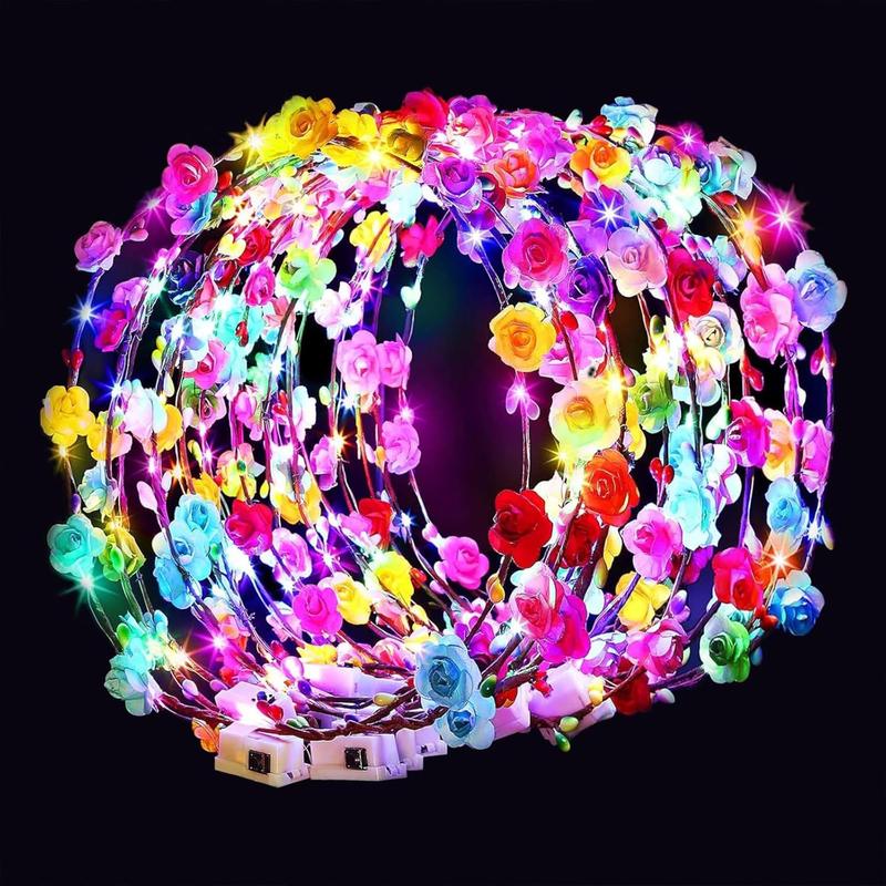 54 PCS LED Flower Crowns Headbands, Light Up Flower Crowns For Women ...