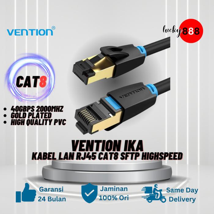 Jual VENTION IKA Kabel Lan RJ45 Cat8 Cat.8 Gigabit 40Gbps SFTP Gold ...
