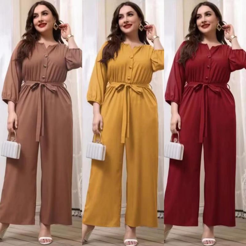 Kelly PH Plus Size Casual Elegant Jumpsuit Highwaist Solid Color ...