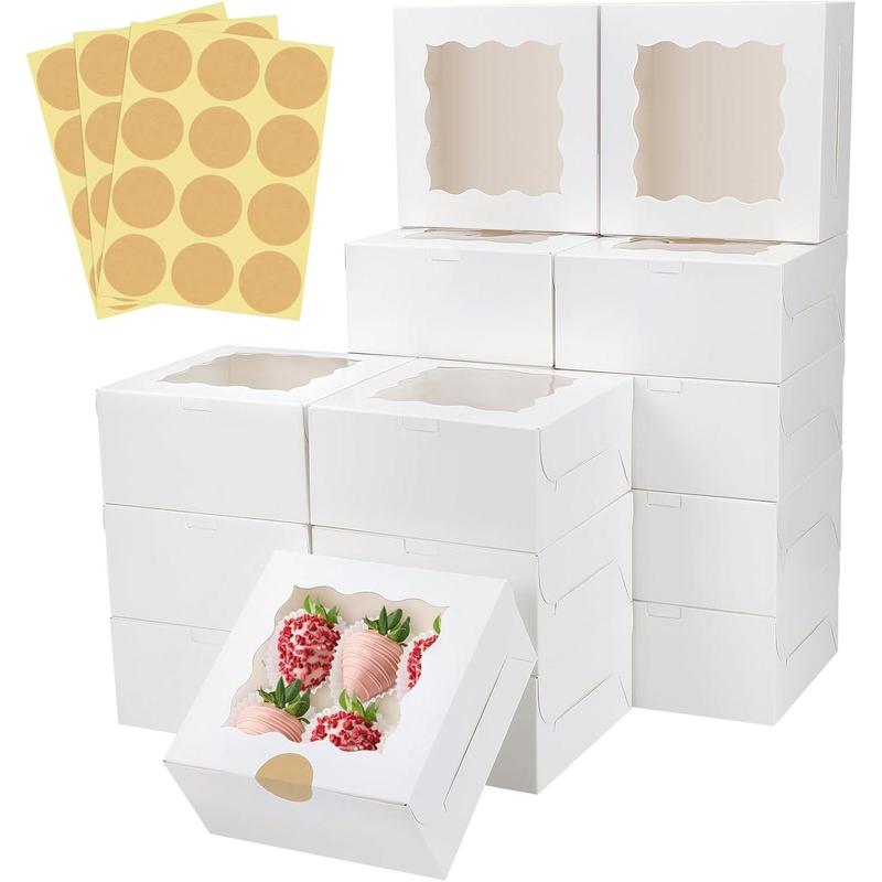 30 Pcs White Bakery Boxes with Window, 6 X 6 X 3 Inches, White - TikTok ...