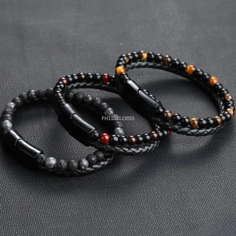 Natural Volcano Stone Bead Bracelets Sets for Women Mens Strand ...
