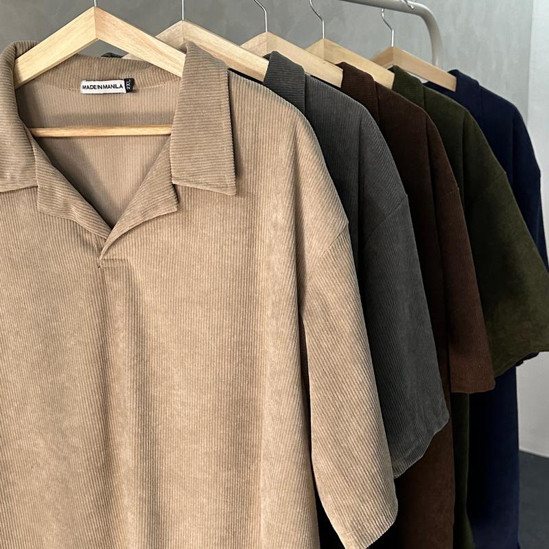 MadeInMNL Mens Premium Oversized Corduroy Polo Shirt Plain - TikTok ...