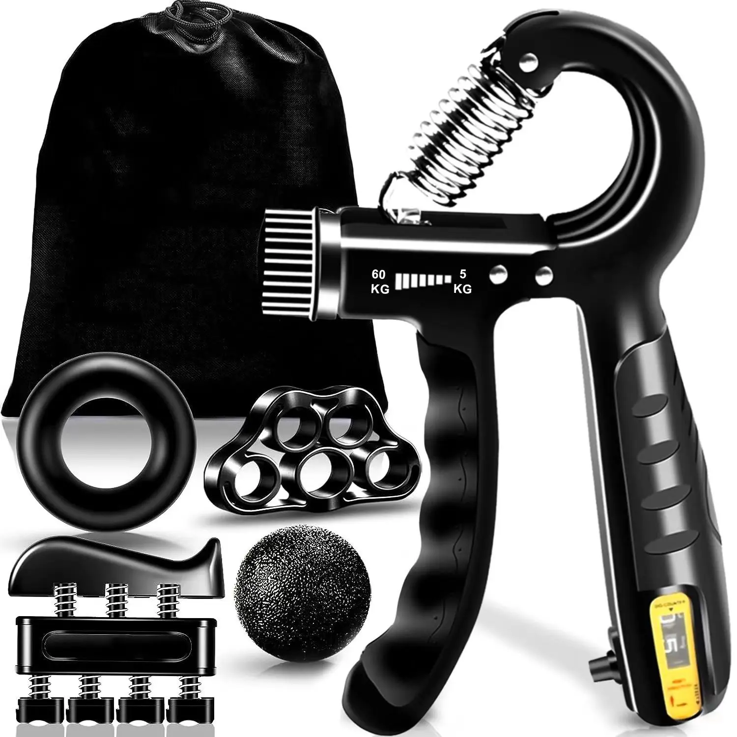 Grip Strength Trainer Kit (5 Pack), including Finger Exerciser ...