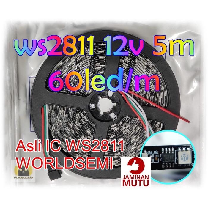Promo Led strip rgb original WS2811 12v 5m 60led/m Indoor ip20 PCB ...