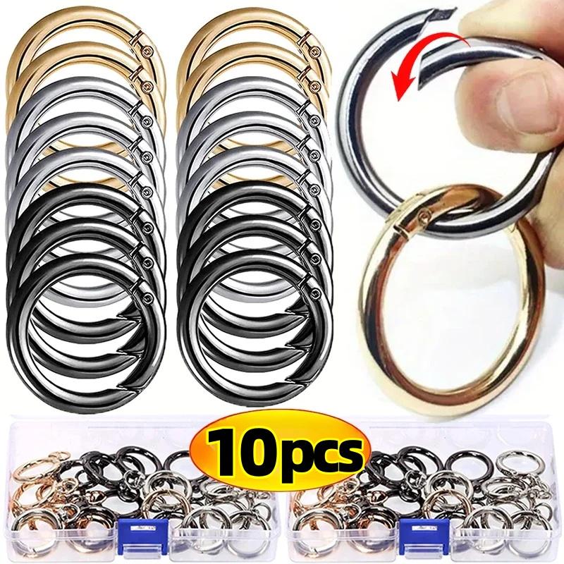 10Pcs Metal O Ring Spring Clasps for DIY Jewelry Open Round Carabiner ...