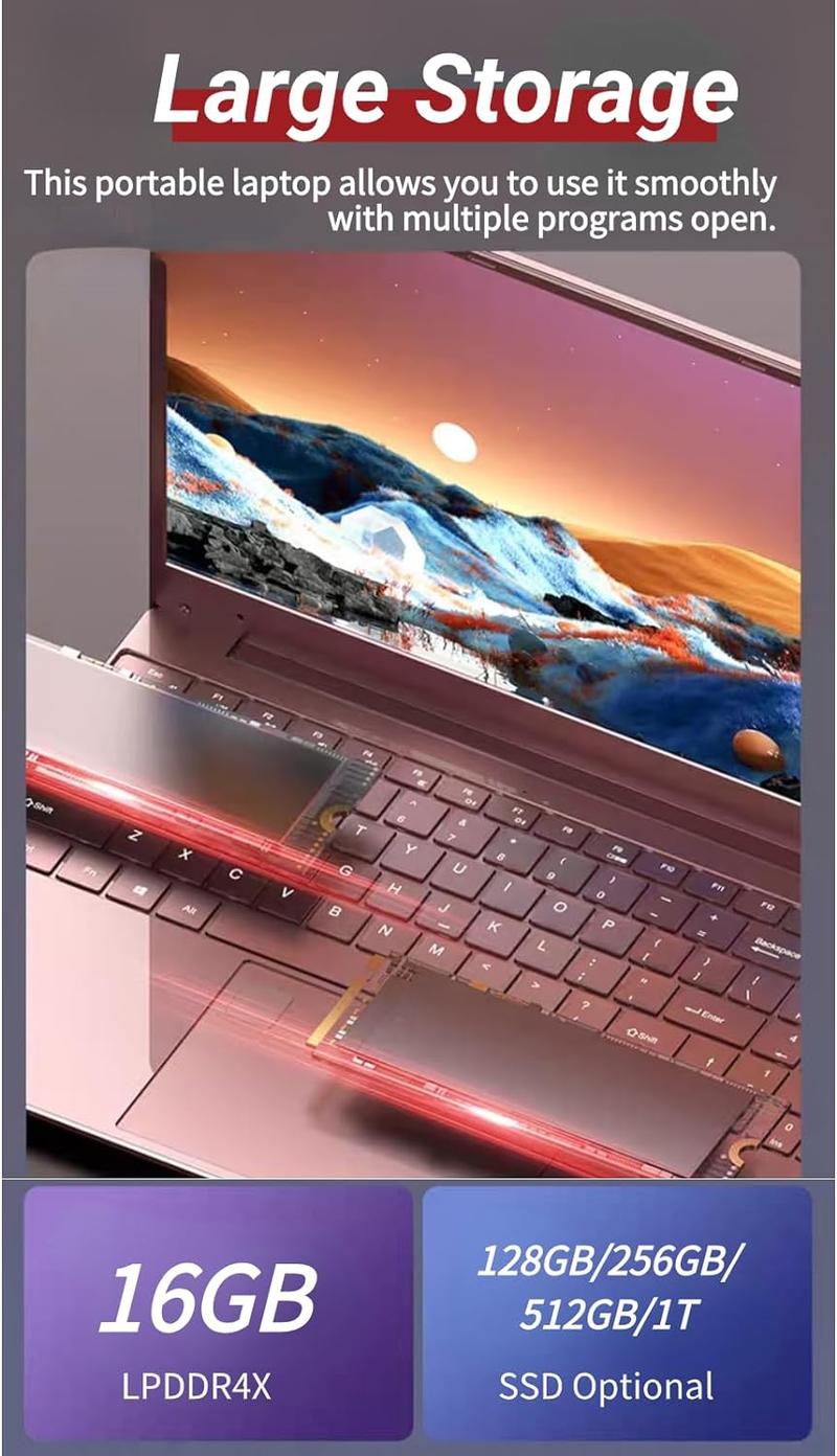 SHINON AMOLI Laptop Merah Muda Asli Baru 2024 15.6 Inci Layar IPS HD ...