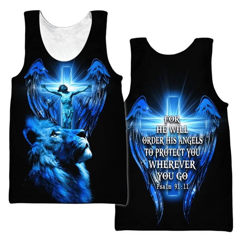 Baju Tangki Bercetak, Gaya Harajuku, Cetakan 3D Dewa Yesus, Kepercayaan ...
