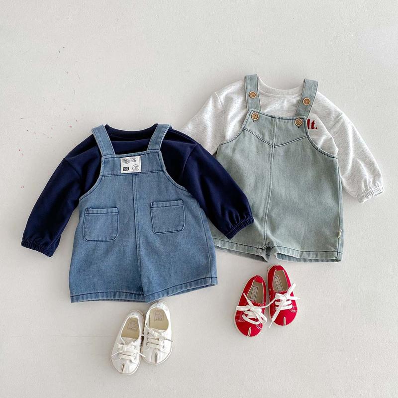 Ins Summer Shorts Denim Overalls Boys Girls Baby Loose Jumpsuits ...
