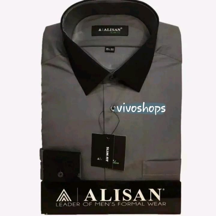 Kemeja Alisan Slim Fit SKPP Abu Lengan Panjang - Shop | Tokopedia