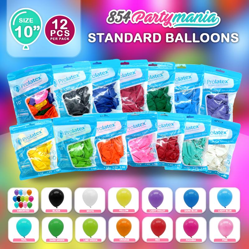 12PCS SIZE 10 INCH BALLOONS PROLATEX STANDARD Birthday Colorful ...