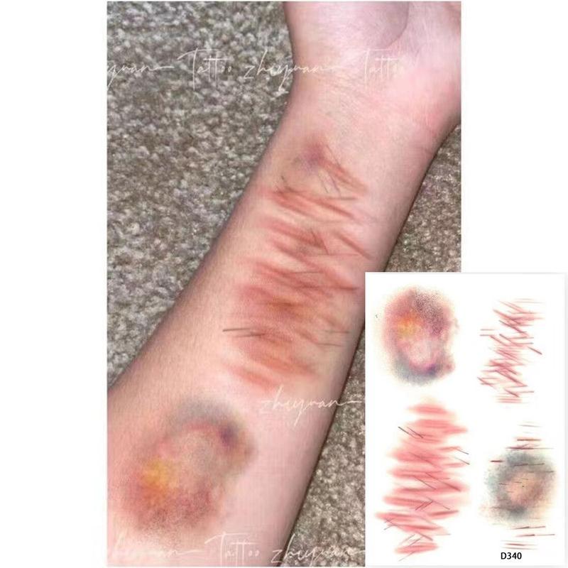 Halloween Hot Sale Sick Knife Injury Bruise Colorful Tattoo Stickers ...