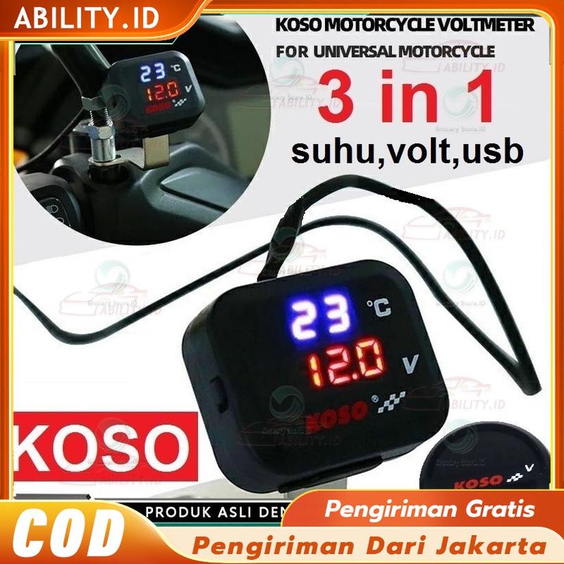 Volt Meter Koso 3 in 1/Voltmeter 3 in 1 Koso Usb Anti Air Original ...