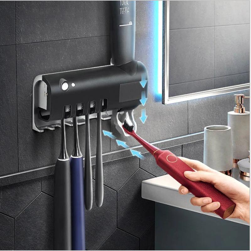 Smart UV Sanitizing Solar Powered Wall Mount Toothbrush Holder with ...