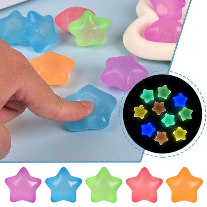 Random Color Star Squeeze Toy Maltose Luminous Pentagram Squeeze ...