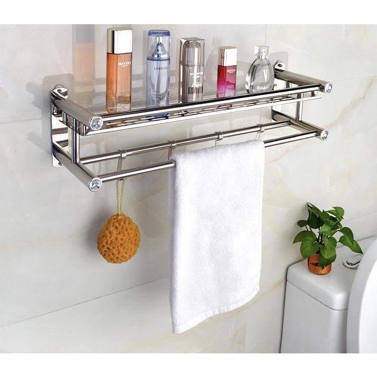 Stainless Steel Bathroom Towel Rack Storage Shelves Shelf Keeper ...