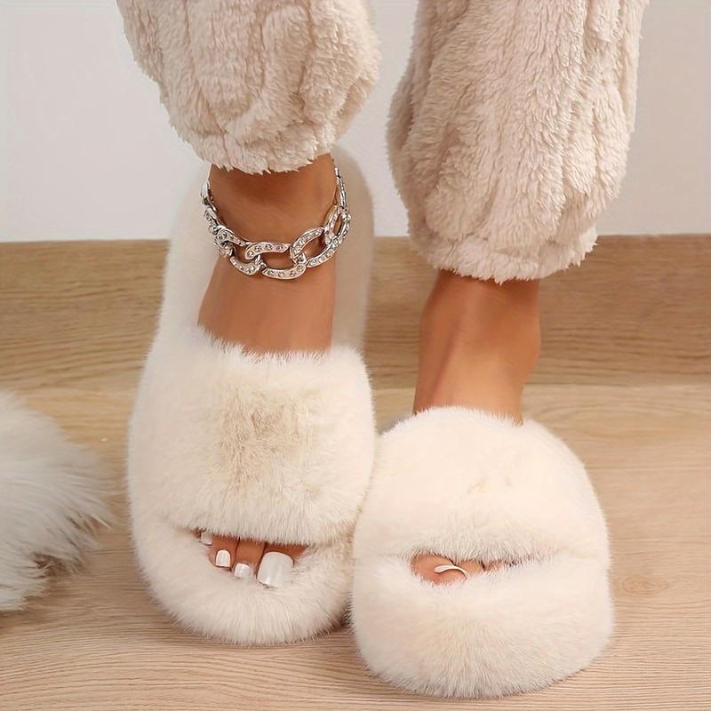 [Fuzzy Plush Slippers] Comfy Fuzzy Slippers For Women - Plush Faux Fur ...