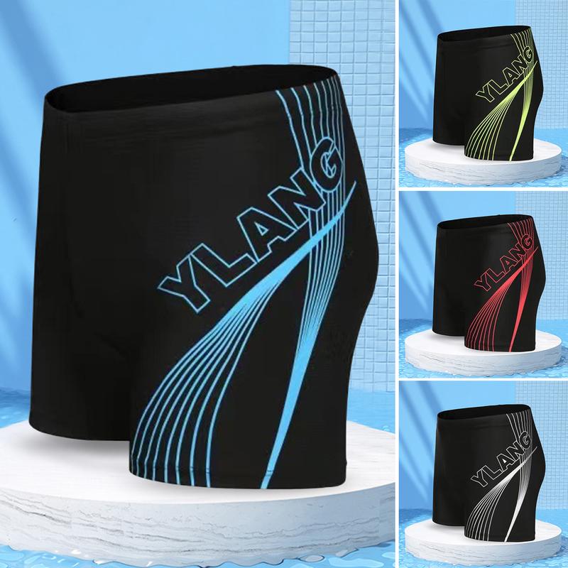 Mid-rise Elastic Waistband Inner Drawstring Swimming Trunks Men ...