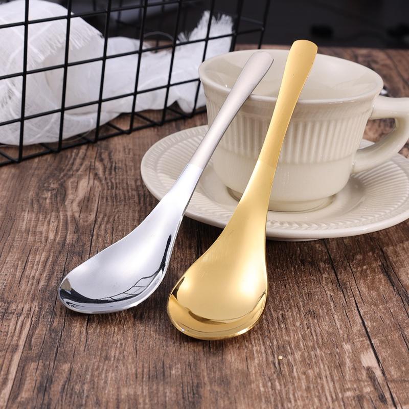 1Pc Stainless Steel Gold Silver Flat-Bottomed Western Food Soup Ladle ...