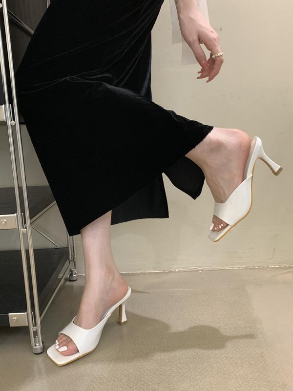 Summer Fashion Casual Solid Color Glossy Square Toe 2 inch Elegant ...